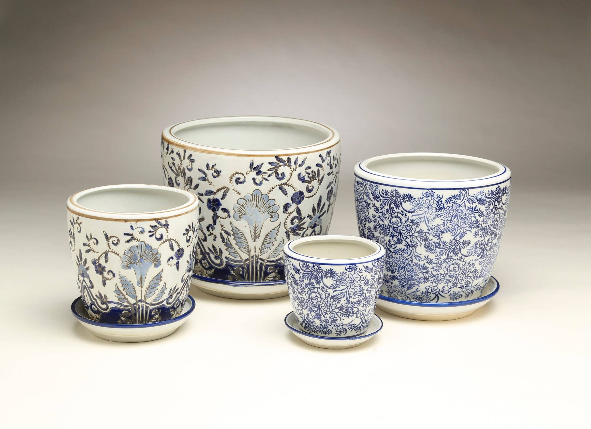 AA Importing - Blue and White Floral Planter Set of 4 – The Oaks Apparel Co.