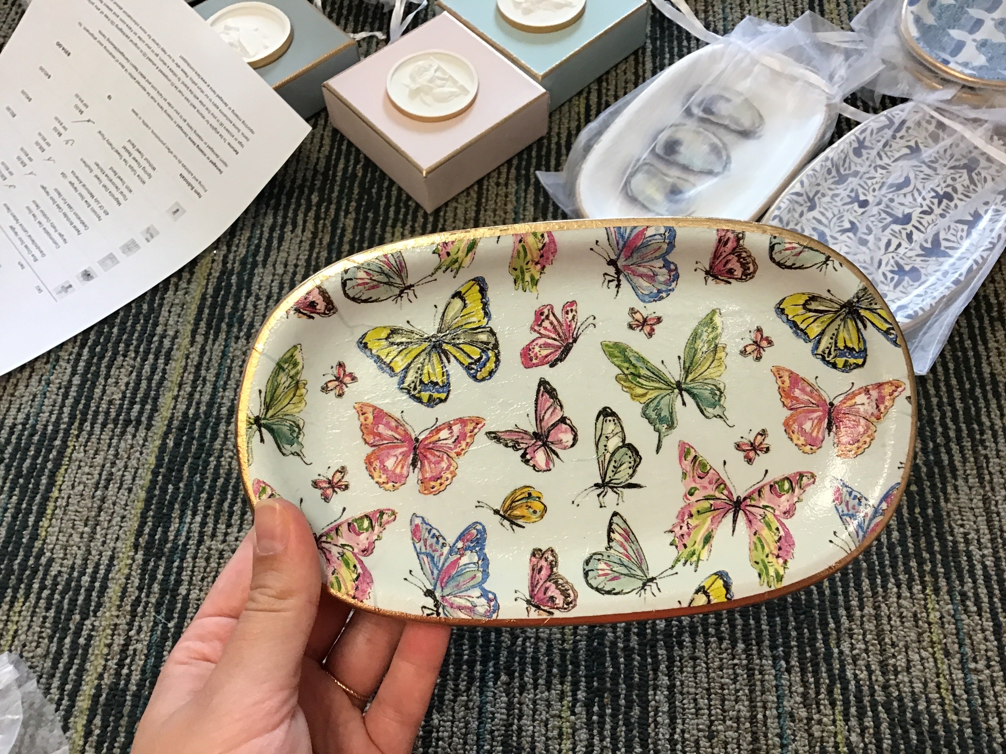 Michelle Allen Designs - Ceramic Jewelry tray- large: Spring Butterfli ...