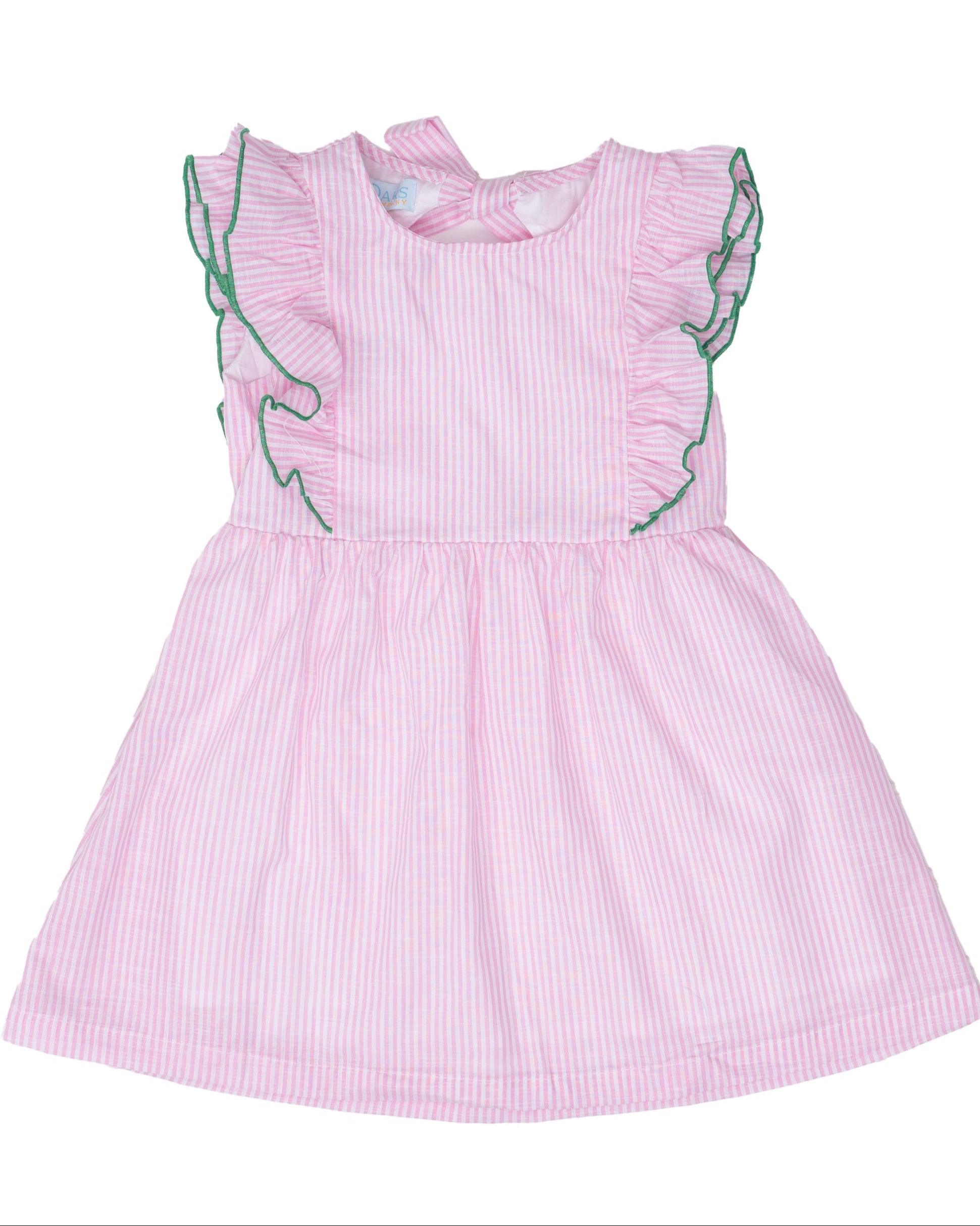 Faye Pink Stripe With Green Trim Dress – The Oaks Apparel Co.
