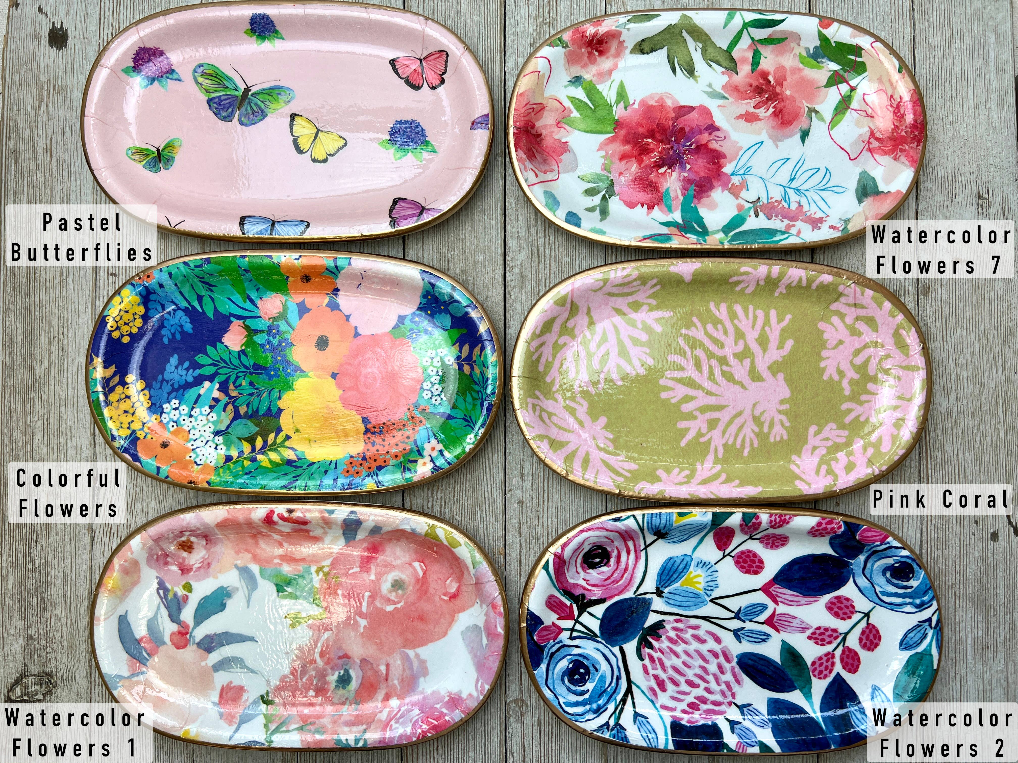 Michelle Allen Designs - Ceramic Jewelry tray- large: Pastel Butterfli ...