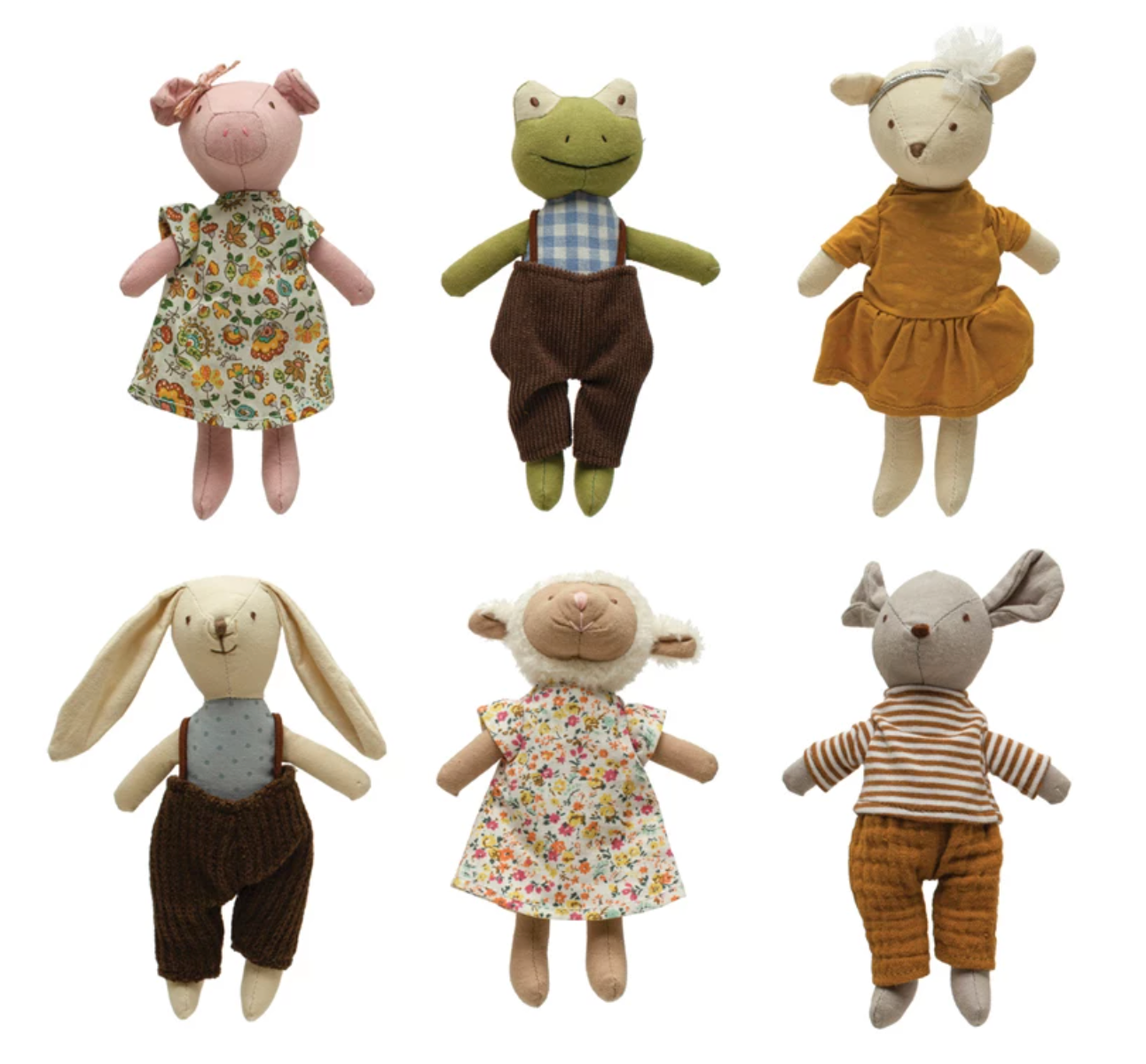 Creative Co-op - Plush Clothed Animals – The Oaks Apparel Co.