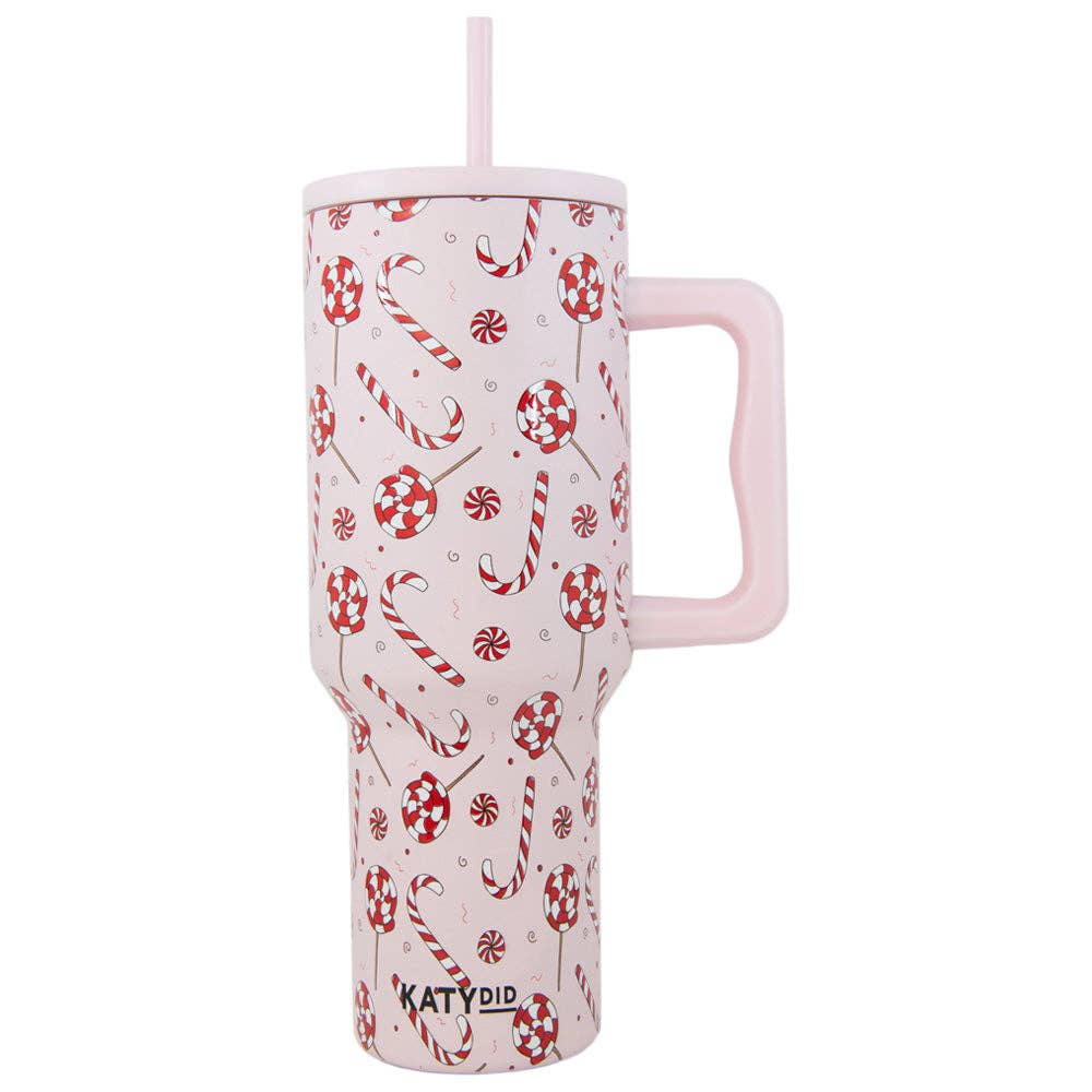 Katydid - Candy Canes Christmas Tumbler Cup w/ Handle: Light Pink – The ...